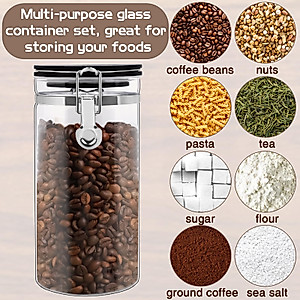 WYTAOHZL 2PCS Glass Coffee Containers with Shelf 54oz Coffee Station Organizer Glass Coffee Bean Storage with Spoon Coffee Canister Set Jars with Airtight Locking Clamp for Coffee Bean Ground Nuts