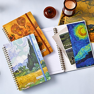 Spiral Notebook - 3 Pack A5 Spiral Notebooks, 5.9”x 8.3”, 3 x 160 Pages Ruled Notebook/Journal for Women, College Lined Notebook with Elastic Closure, Back Pocket, for Office & School