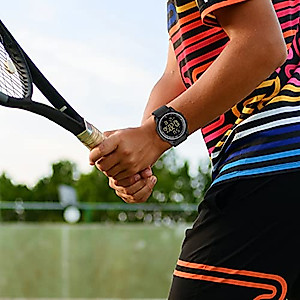 GOLDEN HOUR Ultra-Thin Minimalist Sports Waterproof Digital Watches Men with Wide-Angle Display Rubber Strap Wrist Watch for Men Women in Black