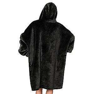 SLEEPHERO Blanket Hoodie Wearable Blanket Oversized One Size Fits All Super Soft Fleece Blanket Black