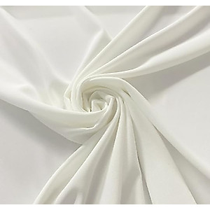 Stretch Crepe Fabric - Versatile Polyester Cloth by The Yard with 2-Way Stretch - Ideal for Dresses, Gowns, Pants, Drapes, and Backdrops - 1 Yard (Off-White)