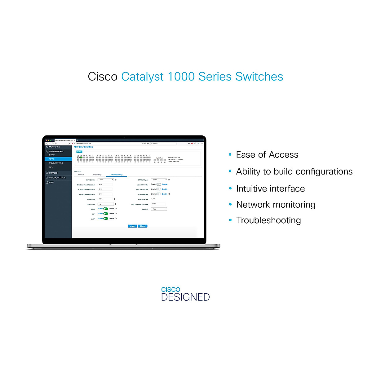 Cisco Catalyst 1000-16T-E-2G-L Network Switch, 16 Gigabit Ethernet Ports, 2 1G SFP Uplink Ports, Fanless Operation, External PS, Enhanced Limited (C1000-16T-E-2G-L)