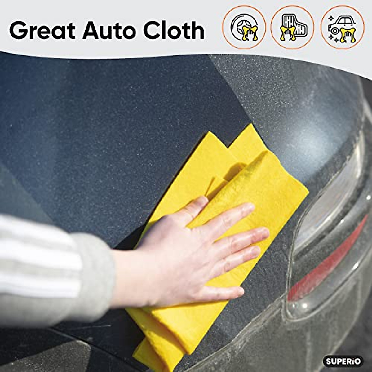 Shammy Towel for Car, 3 Pk. Super Absorbent Chamois Cloth for car Drying, Multi-Purpose Scratch Free for Home, Bathroom, Kitchen, Pets, Car, Truck Boat, Machine Washable, Lint Free, 3 Pack