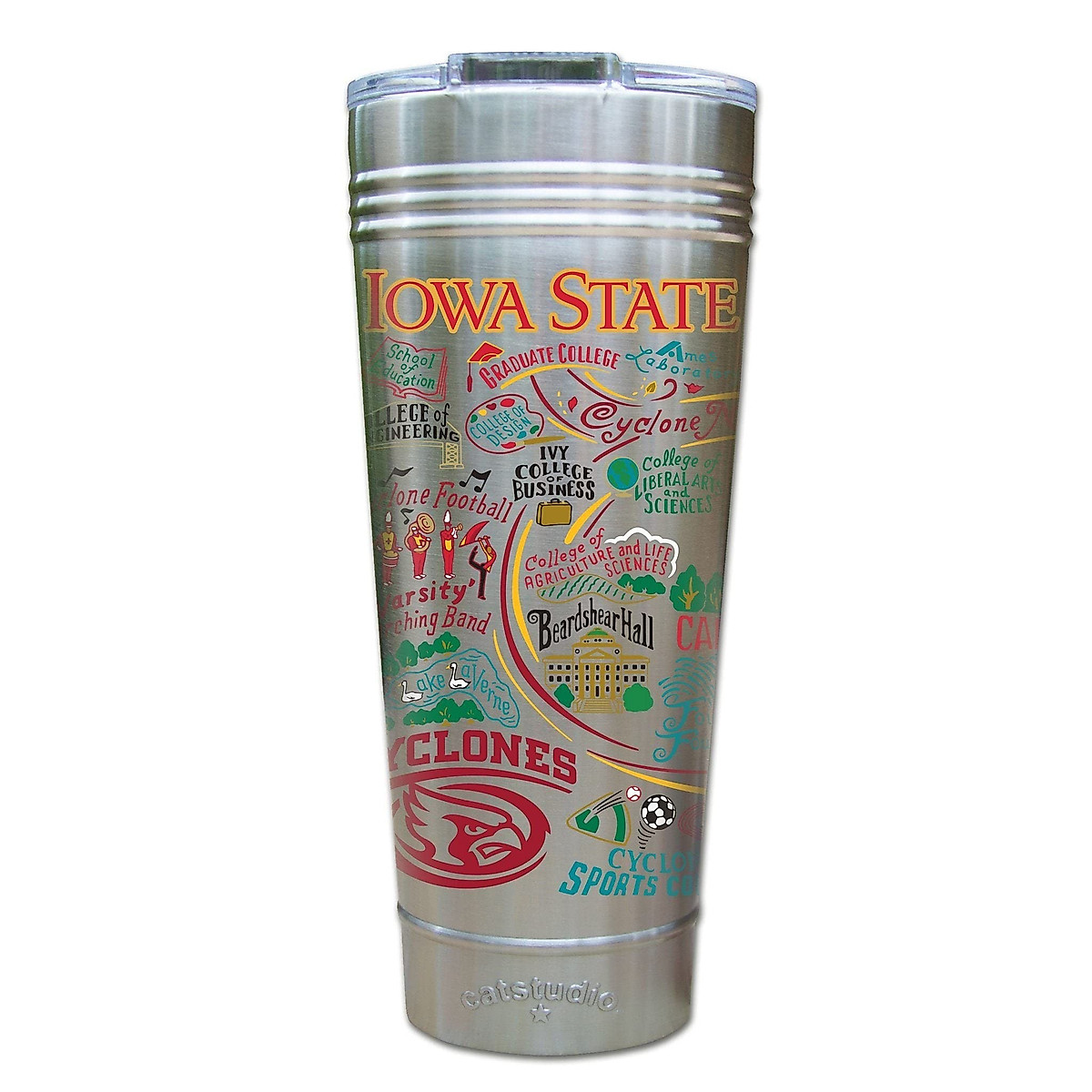 Catstudio Iowa State University Collegiate Thermal Tumbler | Triple Wall Insulation With Non Slip Bottom | Great College Travel Cup for Water, Coffee, Tea, or Smoothies