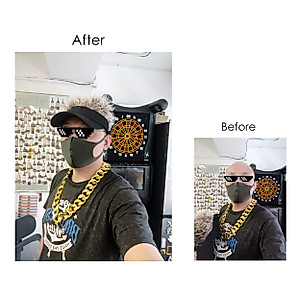 Novelty Visor Cap Adjustable Visor Hat with Spiked Wigs Fake Hair Visor for Adults (Canvas and Polyester, Black and Brown)