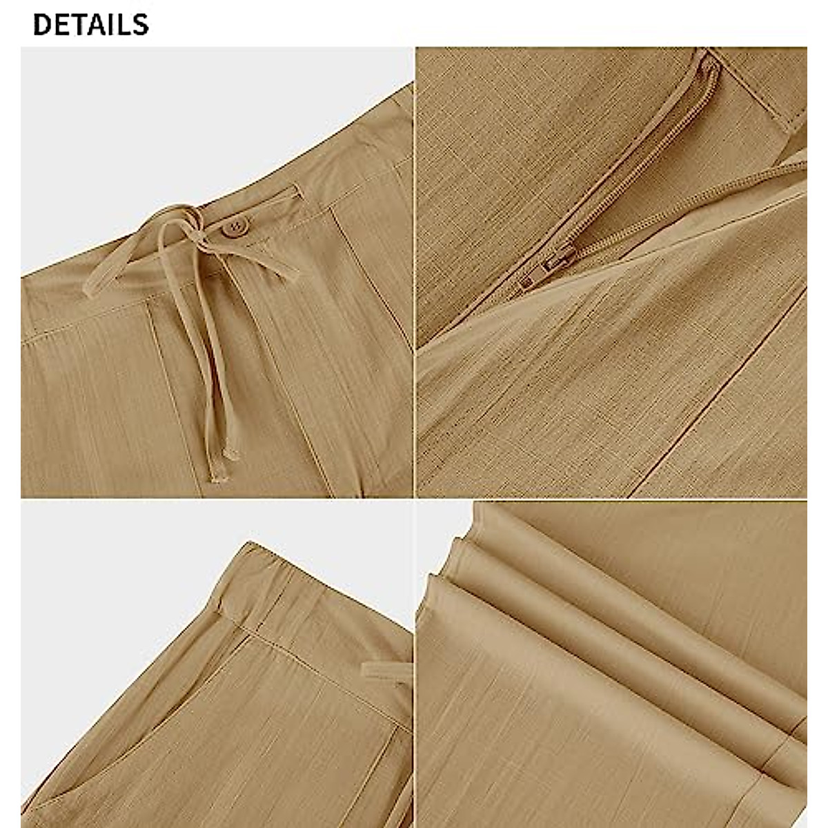 Enjoybuy Men Linen Drawstring Pants Beach Golf Elastic Waist Spring Long Casual Loose Summer Yoga Cotton Jogger Trousers 1