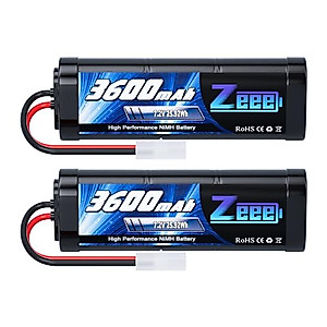 Zeee 7.2V 3600mAh RC NiMH Battery with Tamiya Plug High Power for RC Car RC Truck Associated HPI Losi Kyosho Tamiya Hobby(2 Pack)