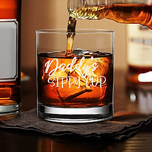 NeeNoNex Daddy's Sippy Cup Old Fashion Rocks Glass Funny New Dad Gifts Birthday Fathers Day Gift