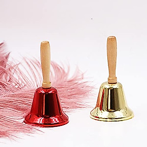 ARFUKA Hand Bells Silver Steel Service Handbells Black Wooden Handle Metal Bells Musical Percussion Dinner Bell Classroom Bell Multi-Purpose Events Bell Christmas Hand Bell Pakc of 2