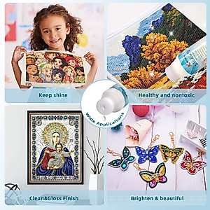 Diamond Painting Sealer 240ML Diamond Painting Glue with Spong Head 5D Diamond Painting Art Glue Sealer Accessories Permanent Hold & Shine Effect for Diamond Painting and Puzzles(8 OZ)