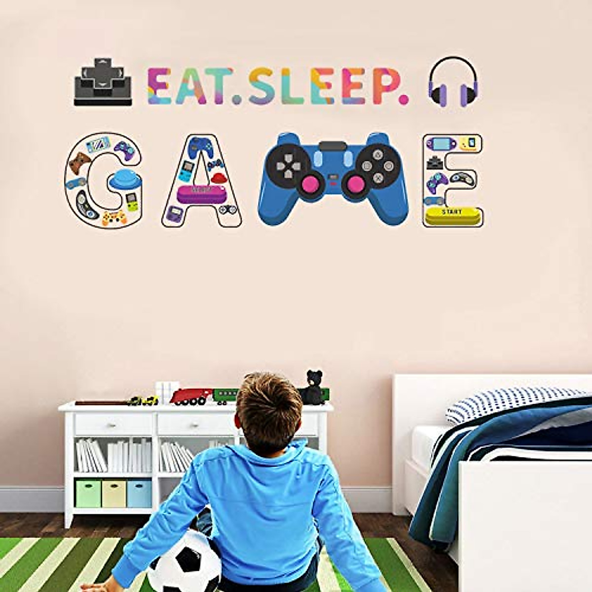 Gamer Wall Decals Controller Video Games Wall Stickers for Boy Bedroom Kids Room Playroom Nursery Home Decoration (Game)