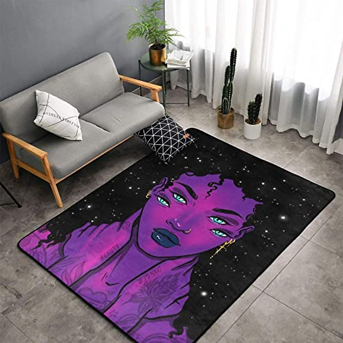 YUXIXI Non-Slip Area Rugs Home Decor Ghost Girl from Outer Space Floor Mat Living Room Bedroom Carpets Doormats 60 X 39 Inches
