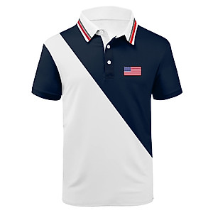 ZITY Golf Polo Shirts for Men Short Sleeve Athletic Tennis T-Shirt Navy White XL