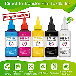 CenDale Premium DTF Ink 600ML- DTF Transfer Ink for PET Film, Refill for DTF Printers Epson L1800, L800, R2400, P400, P800, XP-15000, Heat Transfer Printing Direct to Film ( 100ml x 6, CMYK Wh )