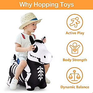 iPlay, iLearn Bouncy Pals Skeleton Hopping Horse, Toddler Bouncing Animal Toys, Inflatable Plush Bounce Hopper, Kid Indoor Ride On Bouncer, Halloween Birthday Gifts 18 Months 2 3 4 5 Year Old Boy Girl