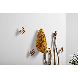 BU Products Honeycomb Wooden Wall Hooks – Set of 3 Wall Mounted Coat Hooks for Hanging Hats, Scarves, Bags, Dog Leads, Towels and More.