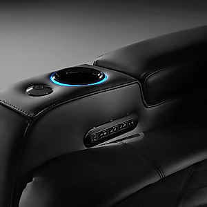 Valencia Tuscany Ultimate Luxury Edition Semi-Aniline Italian Nappa Leather 20000 Power Recline Power Lumbar Support Power Headrest Memory Control RGB Lighting (Row of 4 Loveseat Center Onyx)