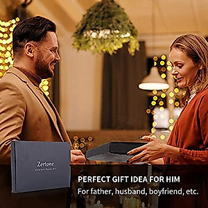 Zertone Straight Razor Kit with Hair Brush and Leather Strop, Straight Edge Razor with Carbon Steel Cutthroat Blade, Barber Razor (Blue)