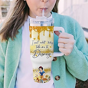 Personalized Princess Cartoon Movie Character Beautiful Can Not Adult Today Take Me to Snow Tumbler 40 Oz Stainless Steel With Handle And Straw, 40oz Tumbler Maintains Cold Heat and Ice for Hours