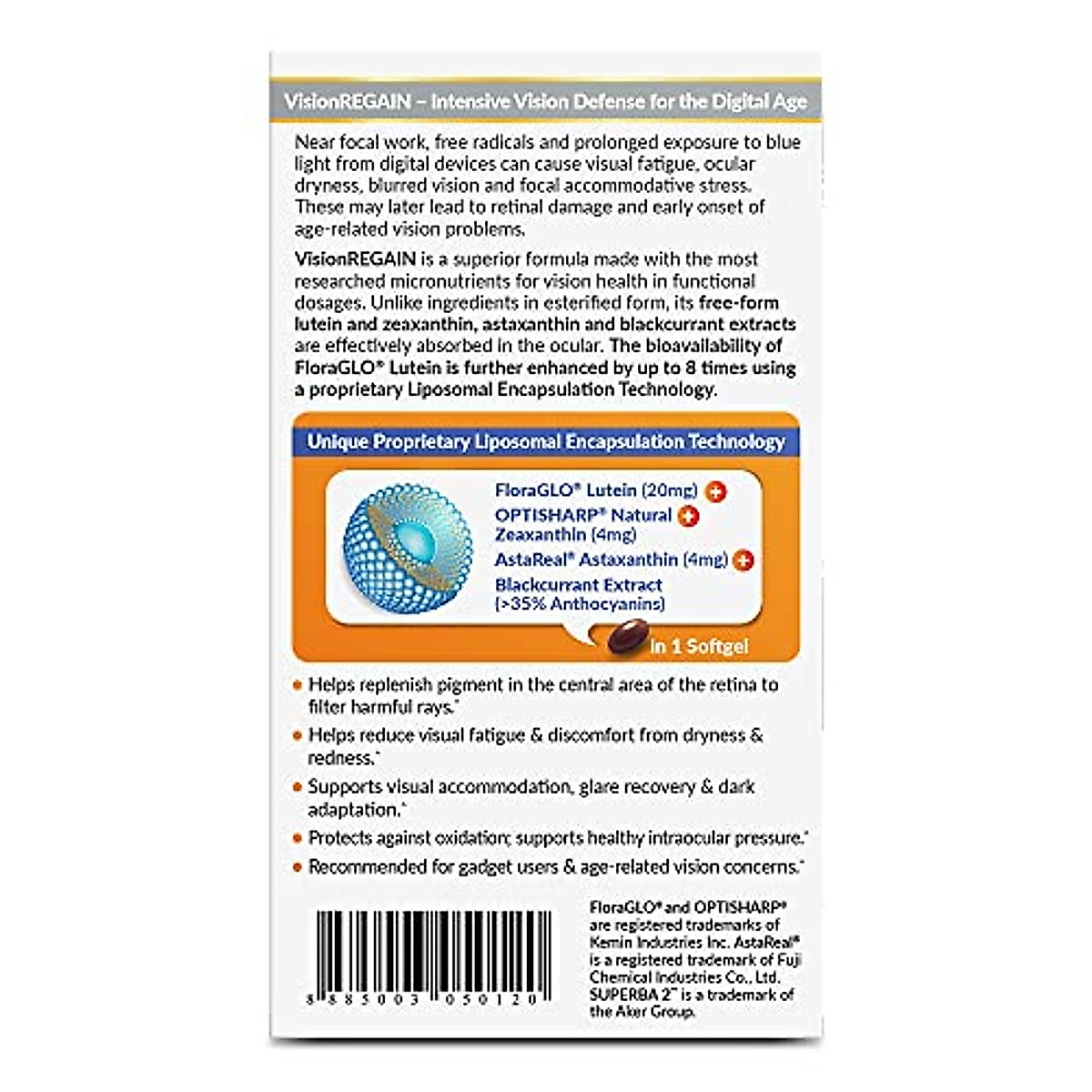 LABO Nutrition VisionREGAIN - Smart Liposomal Delivery, up to 8X Higher Absorption, 20mg FloraGLO Lutein, zeaxanthin, Superba Krill, AstaReal Astaxantin, Supports Vision Health, Blue Light Protection