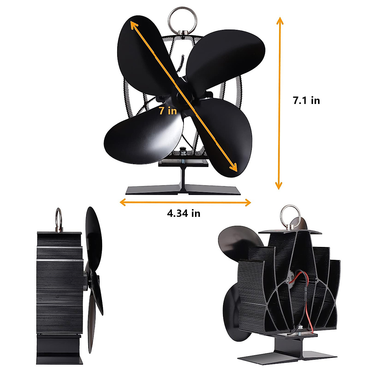 YENPOZIKA Wood Stove Fan for Wood/Log Burner/Fireplace Silent Operation 4 Blades