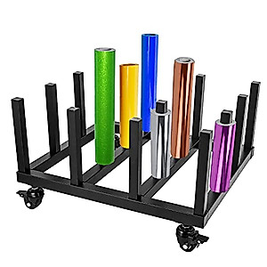 Vinyl Storage Cart Mobile Rack 16 Roll, Vinyl Roll Holder Square Core Vinyl Rolling Floor Rack Heavy Duty Digital Media for Mobile Storage Rack Suit for Blueprint/Photography Paper Rolls Organize
