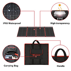DOKIO 160W 18V Portable Solar Panel Kit (ONLY 9lb) Folding Solar Charger with 2 USB Outputs for 12v Batteries/Power Station AGM LiFePo4 RV Camping Trailer Car Marine……