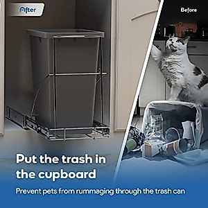 Tanamu Pull Out Trash Can Under Cabinet,Under Sink Heavy Duty Trash can，Roll-Out Sliding Adjustable Rack for Kitchen Trash Can,Chrome (Trash Can Not Included)