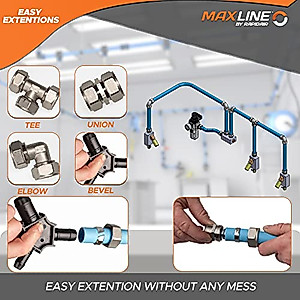 Maxline Pressured Leak-Proof Easy to Install Air Compressor Accessories Kit Piping System | 1/2 inch x 100 feet HDPE-Aluminum | Connects w/ any Air Compressor Hose | 100 PSI | 35 Pieces | M3800.