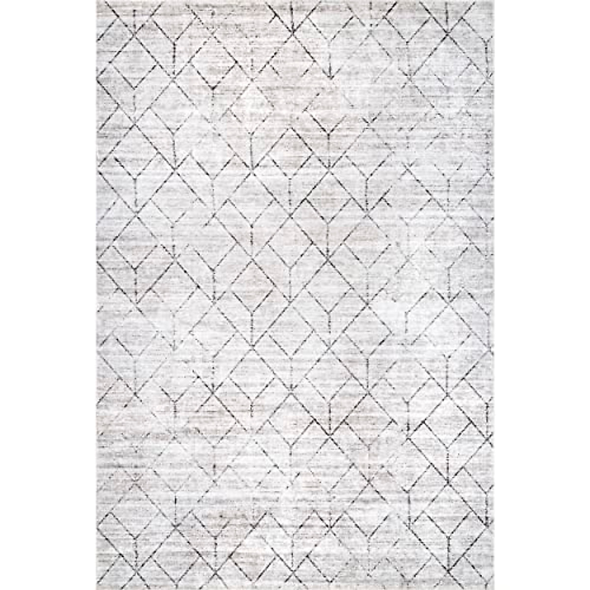 nuLOOM Regan Modern Geometric Machine Washable Area Rug, 5' x 8', Light Grey