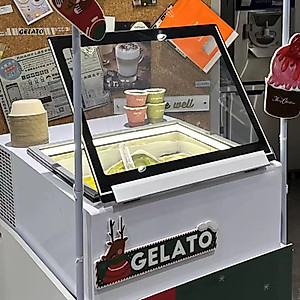 Vaseni Ice Cream Freezer Display Case, Glass Top Ice cream Showcase Countertop Gelato Display with 3 pcs 1/3 GN pan