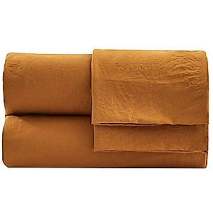 Chezmoi Collection Soft Washed Queen Bed Sheet Set - 4-Piece Brushed Microfiber Wrinkle & Fade Resistant 14-Inches Deep Pocket Sheets & Pillowcases Set - Queen, Spice