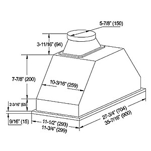 KOBE INX2930SQBF-500-2 Insert Range Hood, 30-Inch, Stainless Steel