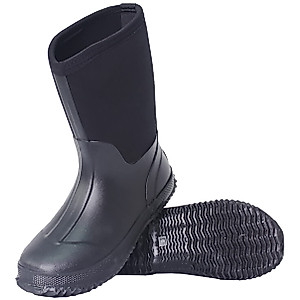 TENGTA Men's Waterproof Fishing Hunting Boots Durable Insulated Rubber Neoprene Rain Boots Womens Winter Snow Work Shoes Black 12