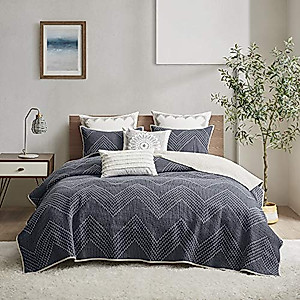 INK+IVY II13-564 Pomona 3 Piece Coverlet Mini Set, Full/Queen, Navy