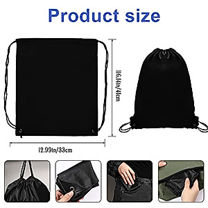 2PCS Drawstring Bags PE Bags Drawstring Gym Bag Black Draw String Bags Drawstring Backpack for Sports, Gym, Travel, Swimming, Beach