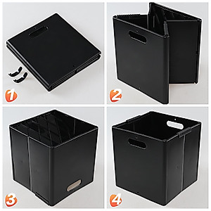 Wekioger 4-Pack Plastic Foldable Cube Storage Bins, Collapsible Storage Cubes Bin Organizer, Black