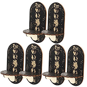 Amosfun 6 pcs Wall Oil Mount Shelves Supplies Organizer Bed Bohemian Stone for Crystal Moon Rustic Hanging Mounted Phase Rack Decoration Gems Floating Essential Wooden Delicate Display