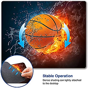 Gaming Mouse Pad,Basketball Ball in fire and Water Mouse Pad Non-Slip Rubber Base Mouse Pads for Computers Laptop Office, 9.5"x7.9"x0.12" Inch(240mm x 200mm x 3mm)