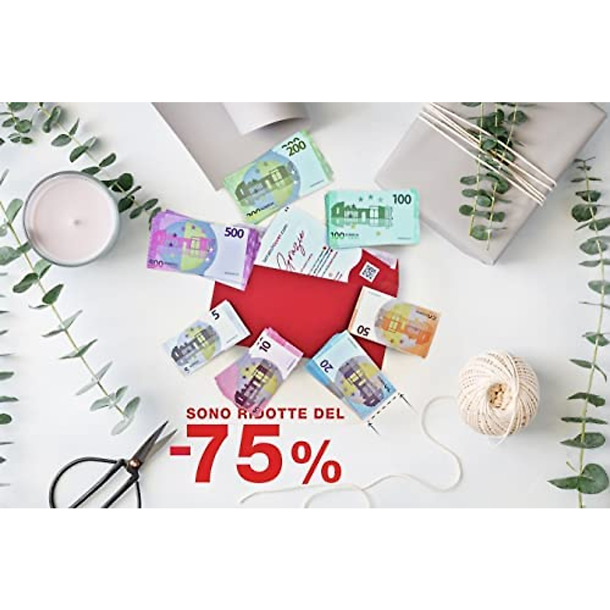 Scratch Cash Bundle Money to Play (Size Reduced to 75% Compared to The Real Ones) 175 Banknotes - 7 Stacks of Euro 25 x € 5, 10, 20, 50, 100, 200 and 500