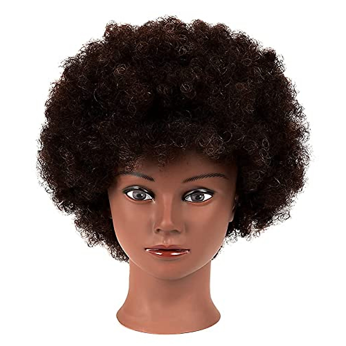 Morris African American Mannequin Head With 100% Human Hair Hairdresser Manikin Curly hair Head Training Head Cosmetology Doll Head for Practice Styling Braiding with Clamp Stand