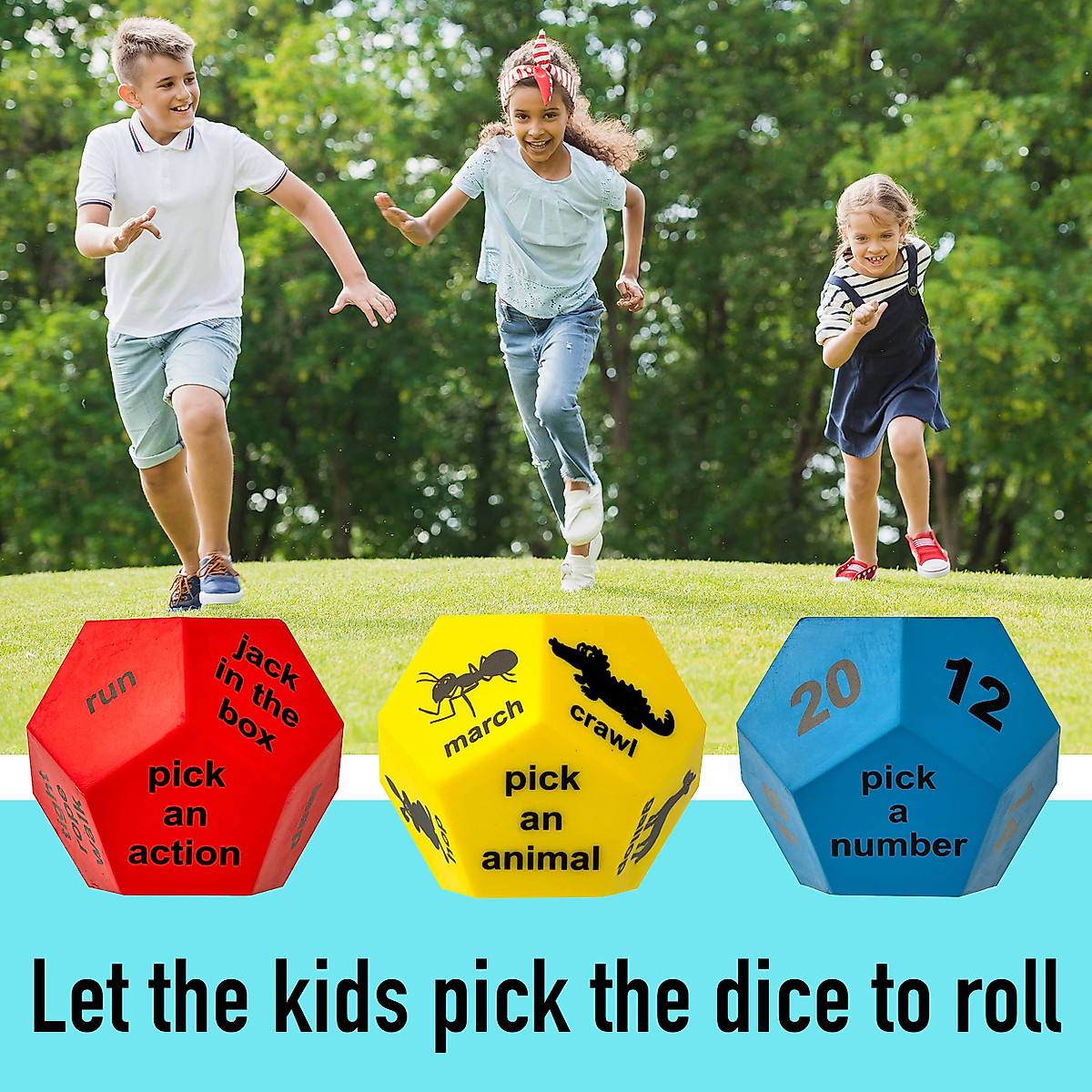 Covelico Exercise Dice for Kids, Outdoor Dice Games for Kids Fitness & Gross Motor, Fun Kids Exercise Equipment, Kids Fitness Equipment for Indoor Recess Activities, PE Equipment for Elementary School