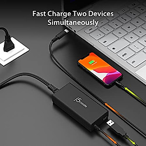 j5create USB Type C Super Charger PD 90W + USB Type A 10W Fast Charging for Chromebook, Laptop, MacBook Pro 13” (JUP2290C)