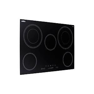 Summit Appliance CR5B30T8W 30" Wide 5-Burner Radiant Cooktop, White, Ceramic Glass Surface, Digital Touch Controls, 9 Power Levels, Programmable Timer, Residual Heat Indicator, 208-240v Operation