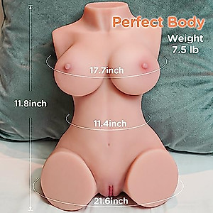 Vibrating Sex Dolls Male Masturbator, Isskis 7.5LB Realistic Torso Sex Doll Toys with 10 Vibration Modes, Automatic Hands Free Stroker 3D Lifelike Butt Pocket Pussy Ass Adult Sex Toys for Men