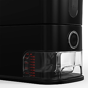 Retail Blade Rice Dispenser - 26.5 lbs Rice Storage Container with Measuring Cup, Rice Scoop & Sponge – Large Cereal Grain Bucket with Scale for Kitchen Pantry Organization, BPA-free, Airtight (Black)