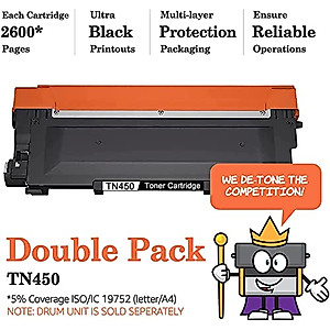 TONERNEEDS Laser Toner Cartridges — Compatible with Brother TN450 — for Brother Printers HL2270DW, HL2280DW, HL2230, HL2240, MFC7360N, MFC7860DW, DCP7065DN and IntelliFax 2840 (Black, 2-Pack)
