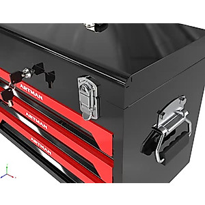 Tool Set and Mechanic Tool Set Box with Handle and 3-Drawer Heavy Duty Metal Box - 339 Piece Tool Kits for Adults Mechanics Workshop Maintenance and Repair Projects - Red