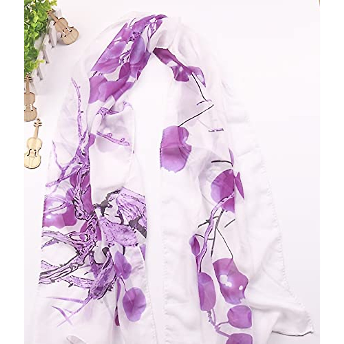 GOFINEE Women Chiffon Long Neck Scarf Head Hair Wrap Soft Lightweight Grape
