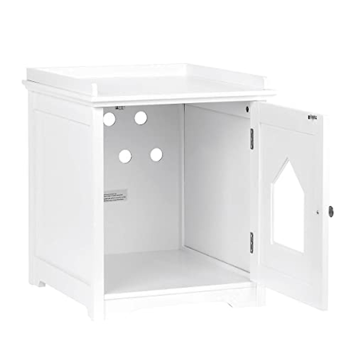 PAWLAND Cat Litter Box Enclosure, Cat House Side Table,Night Stand Pet House, Indoor Cat House, White